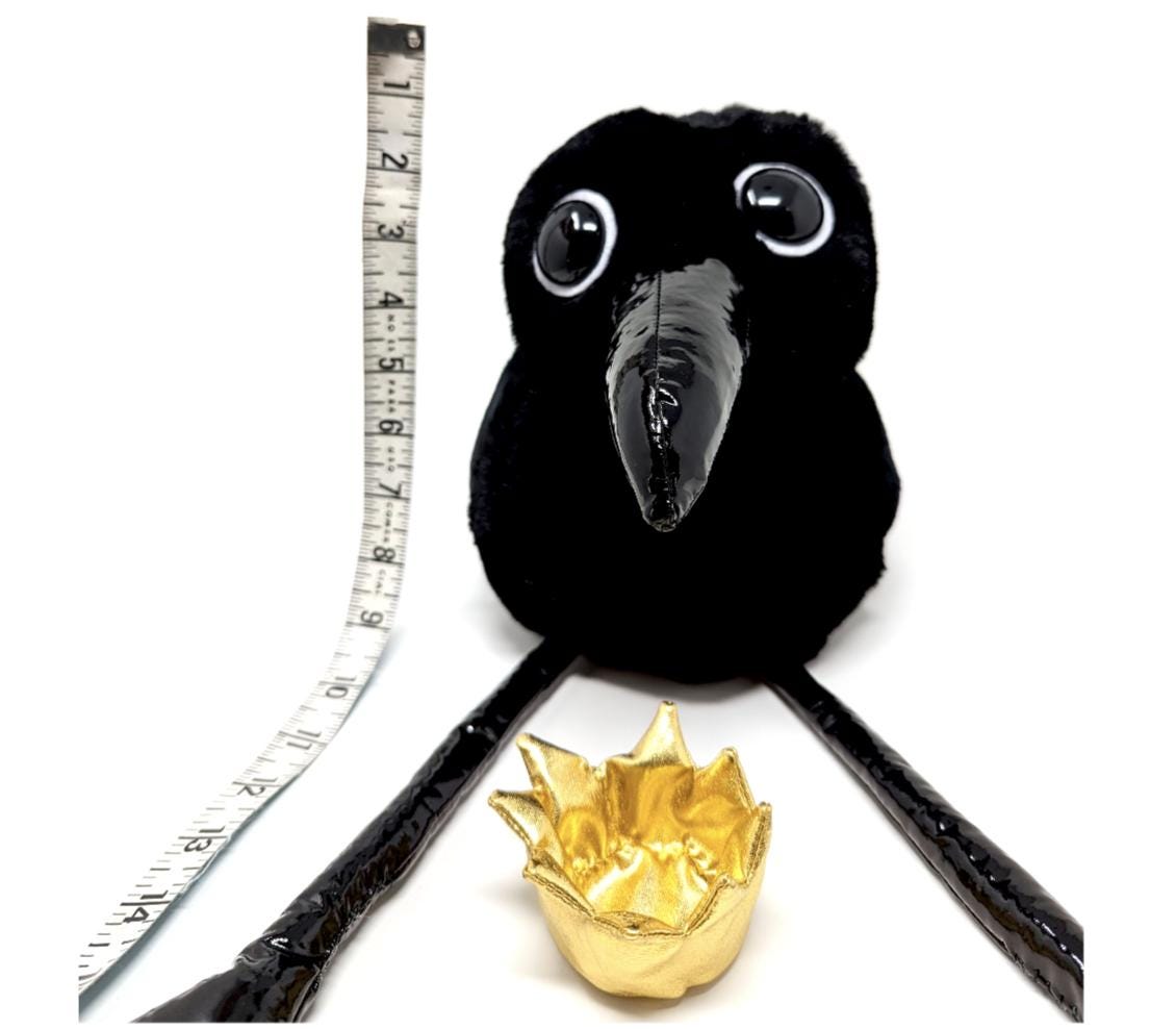 Handmade Plush Crow King: Soft Stuffed Animal With Magnetic Crown - Etsy