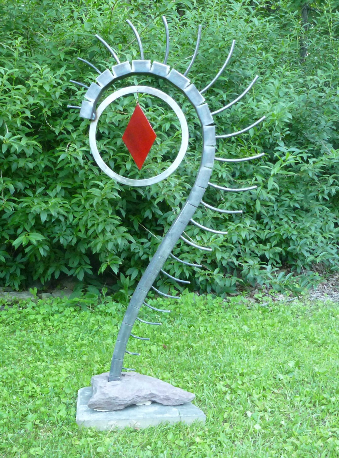 Outdoor Abstract Rock and Metal Scultpure, Yard Art or Interior Art - Etsy