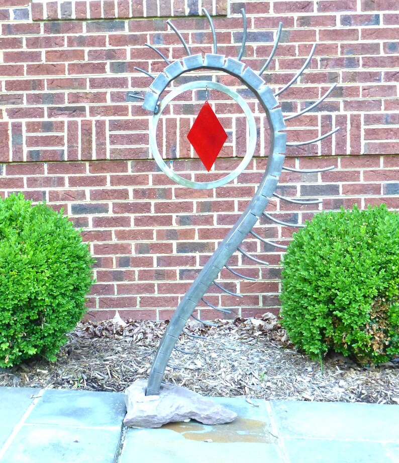 Outdoor Abstract Rock and Metal Scultpure Yard Art or | Etsy