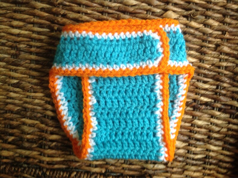 Crochet Miami Dolphins Football Theme Baby Diaper Cover Beanie | Etsy