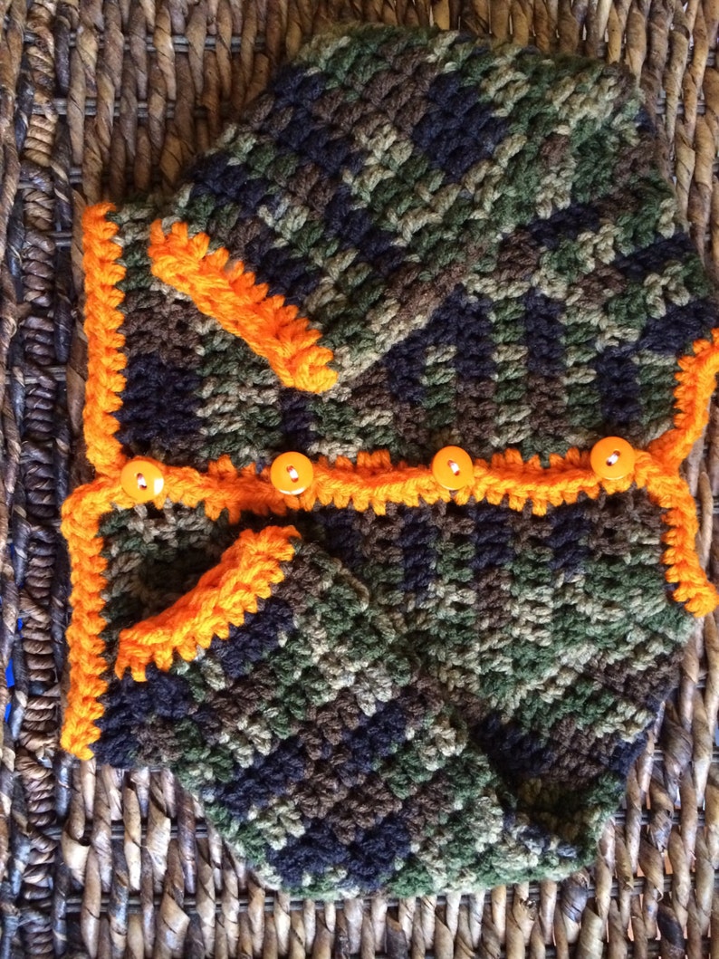 Crochet Army Fatigue Camouflage Newborn Jacket Sweater with | Etsy