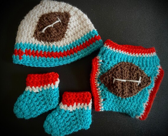 Crochet Miami Dolphins Football Theme Baby Diaper Cover Beanie | Etsy