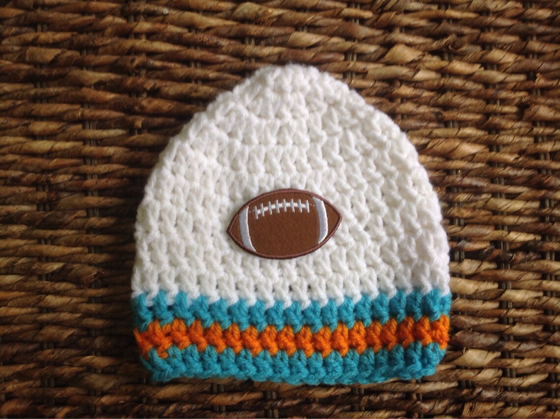 Crochet Miami Dolphins Football Theme Baby Diaper Cover Beanie | Etsy