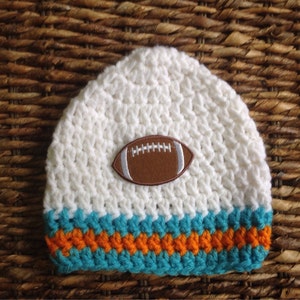Crochet Miami Dolphins Football Theme Baby Diaper Cover Beanie | Etsy