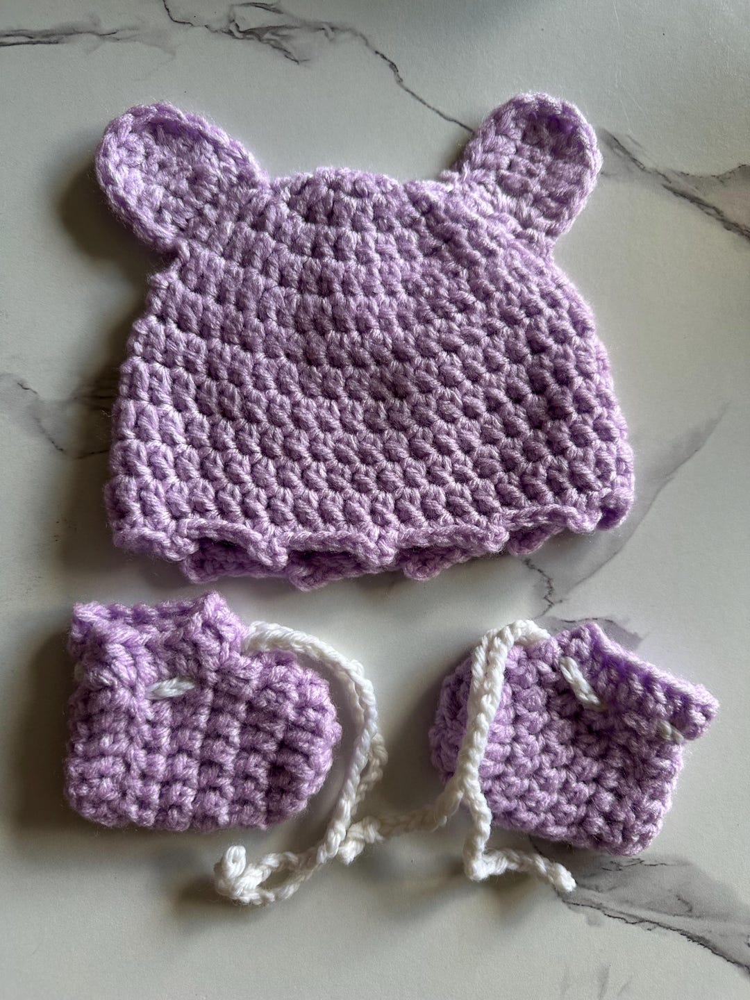 Crochet Baby Bear Beanie Set With Booties Slippers - Etsy