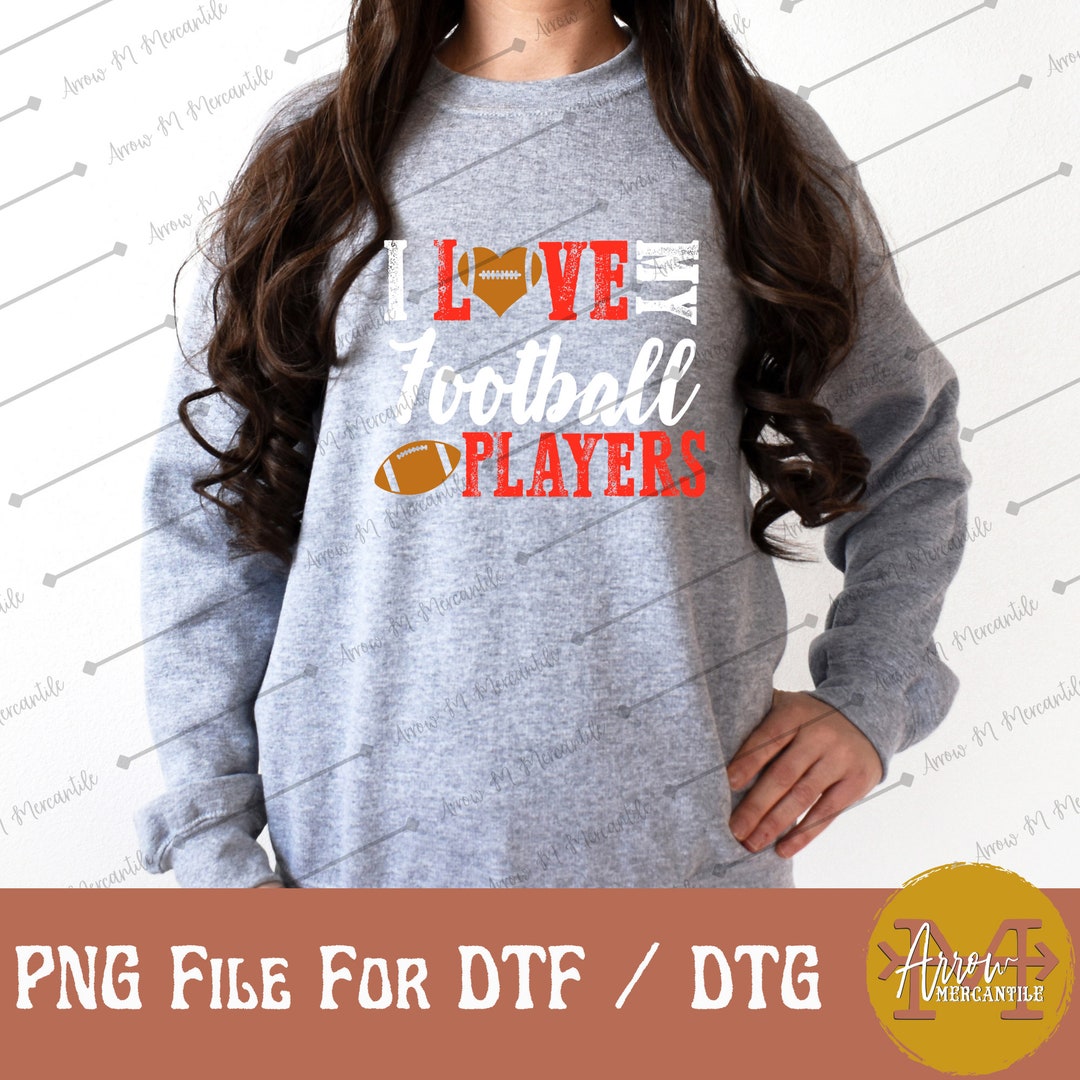 Red and White I Love My Football Players Digital Download Png File for ...