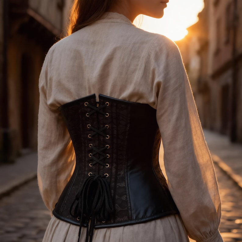 Black Steampunk Corset With Antique Brass Hardware and Chains – Gothic ...