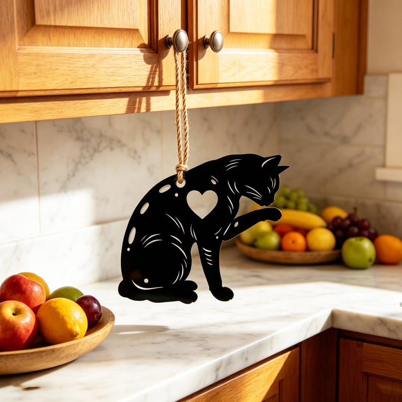 Cat Memorial Ornament, Grooming Silhouette, Heart Cutout Keepsake ...