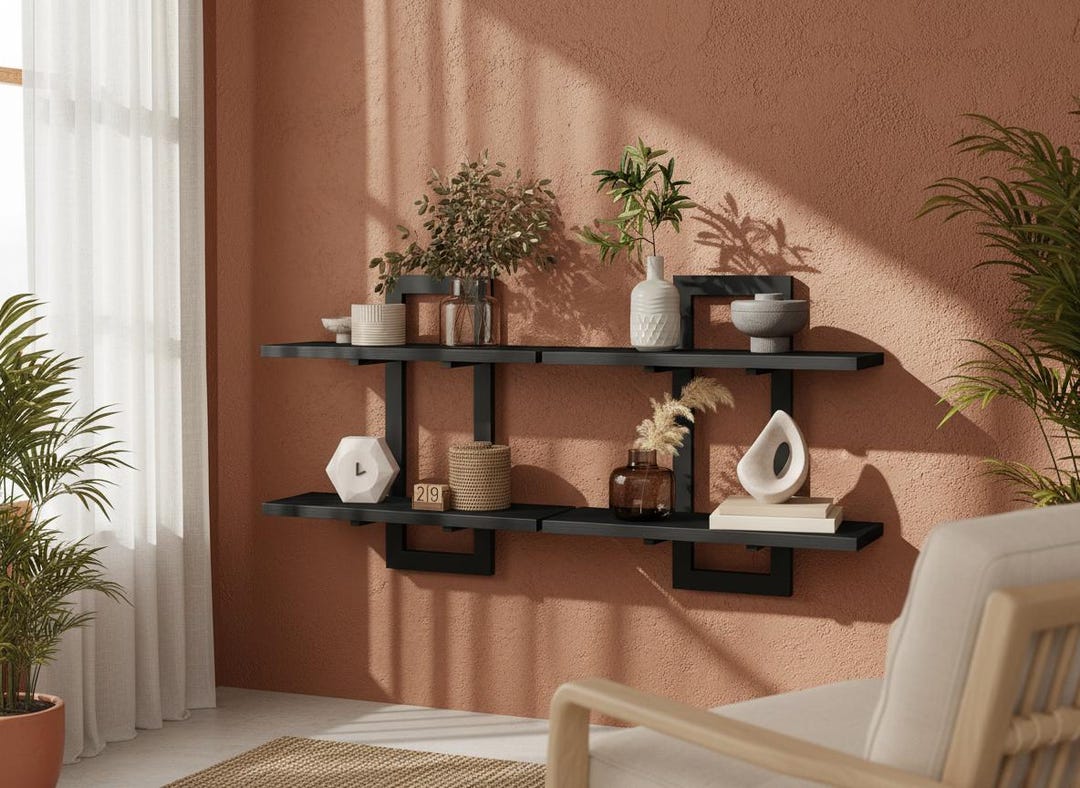 Floating Shelf Geometrical Shapes Book Shelf, Crystal Display ...