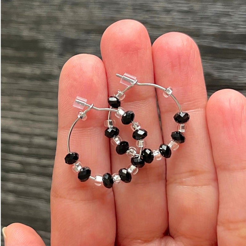 Black Hoop Earrings - Etsy