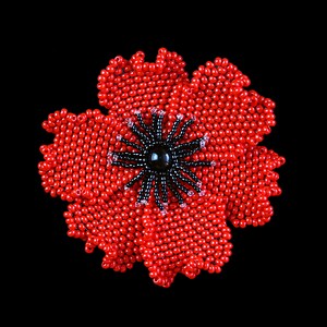 Beaded Poppy TUTORIAL Beading Pattern Seed Bead Flower Brooch PDF ...