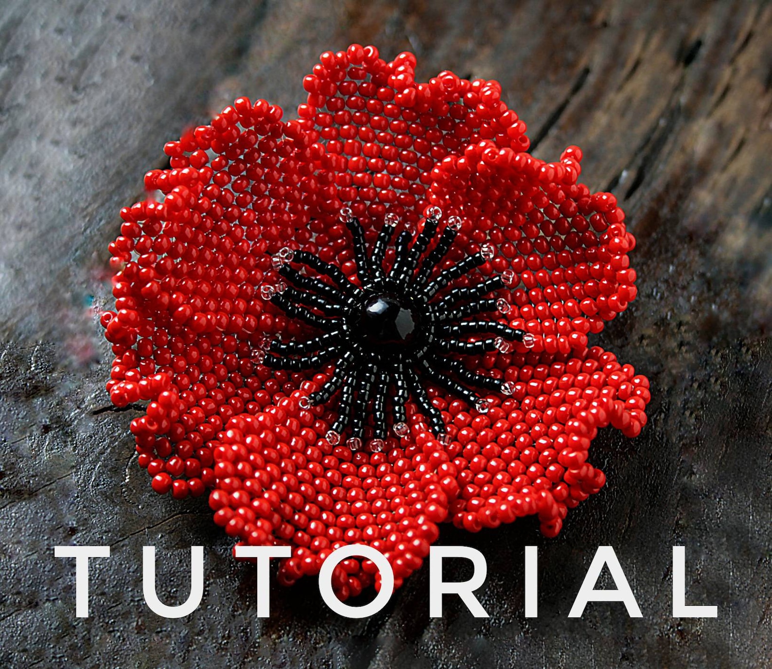 Beaded Poppy TUTORIAL Beading Pattern PDF Download | Etsy