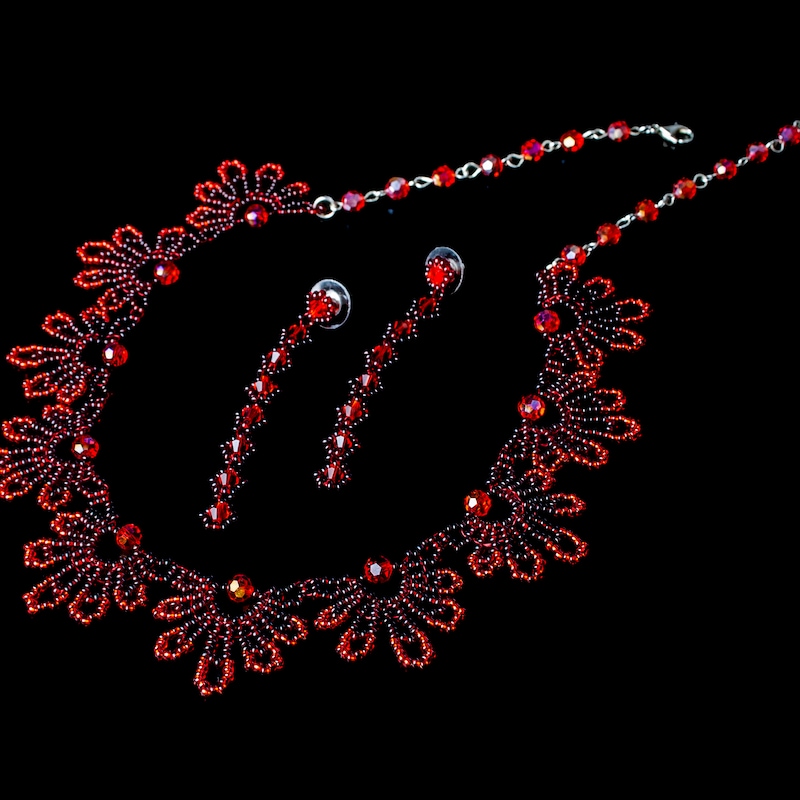 Dark Wine Red Jewelry Set - Etsy