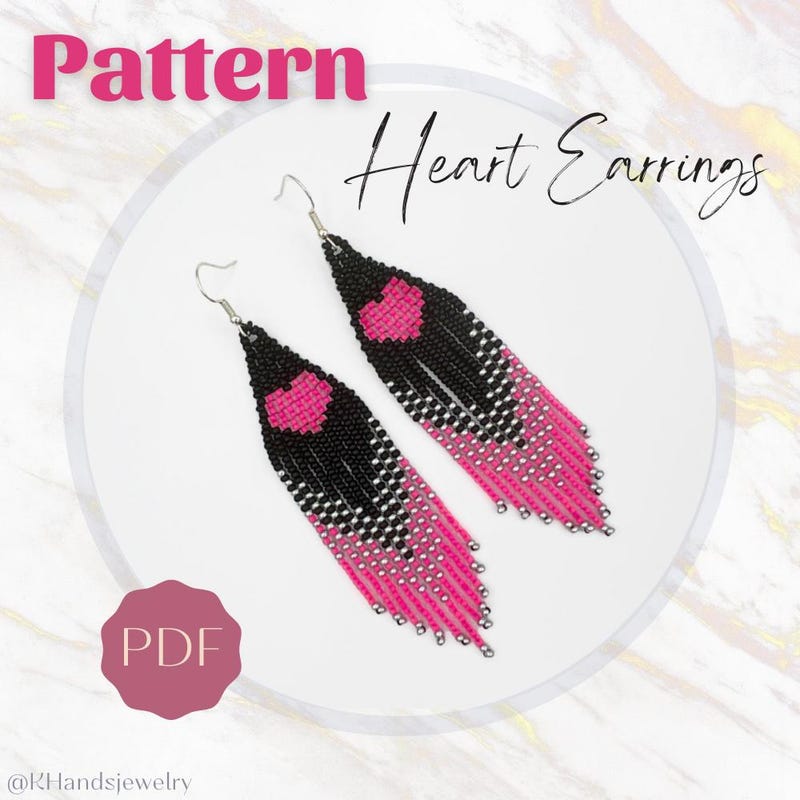 Beaded Heart Earrings - Etsy