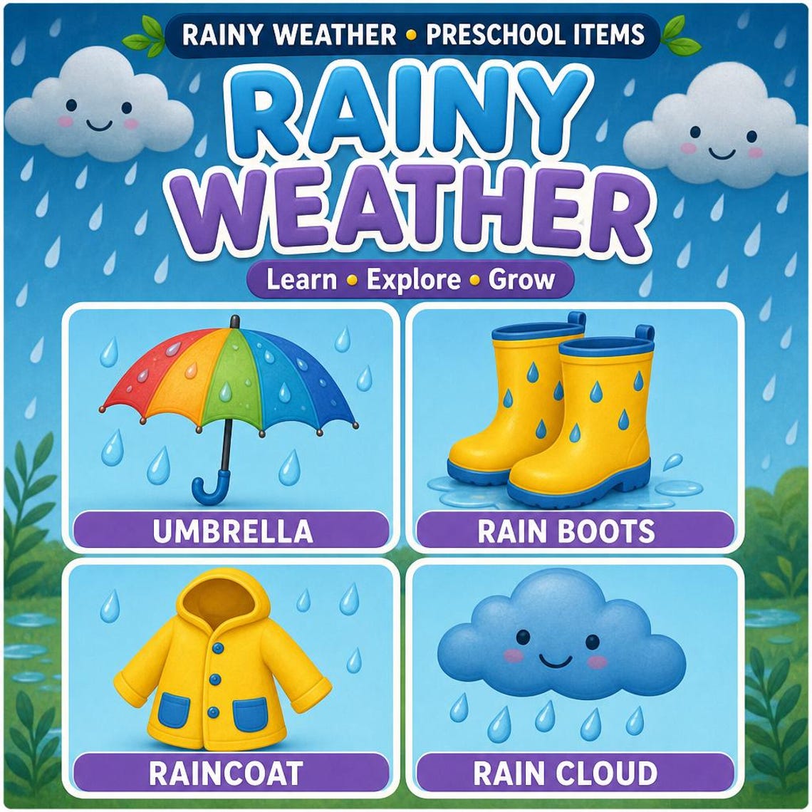 Weather & Clothing Mini‑app | Rainy Snowy Sunny Windy | Preschool ...