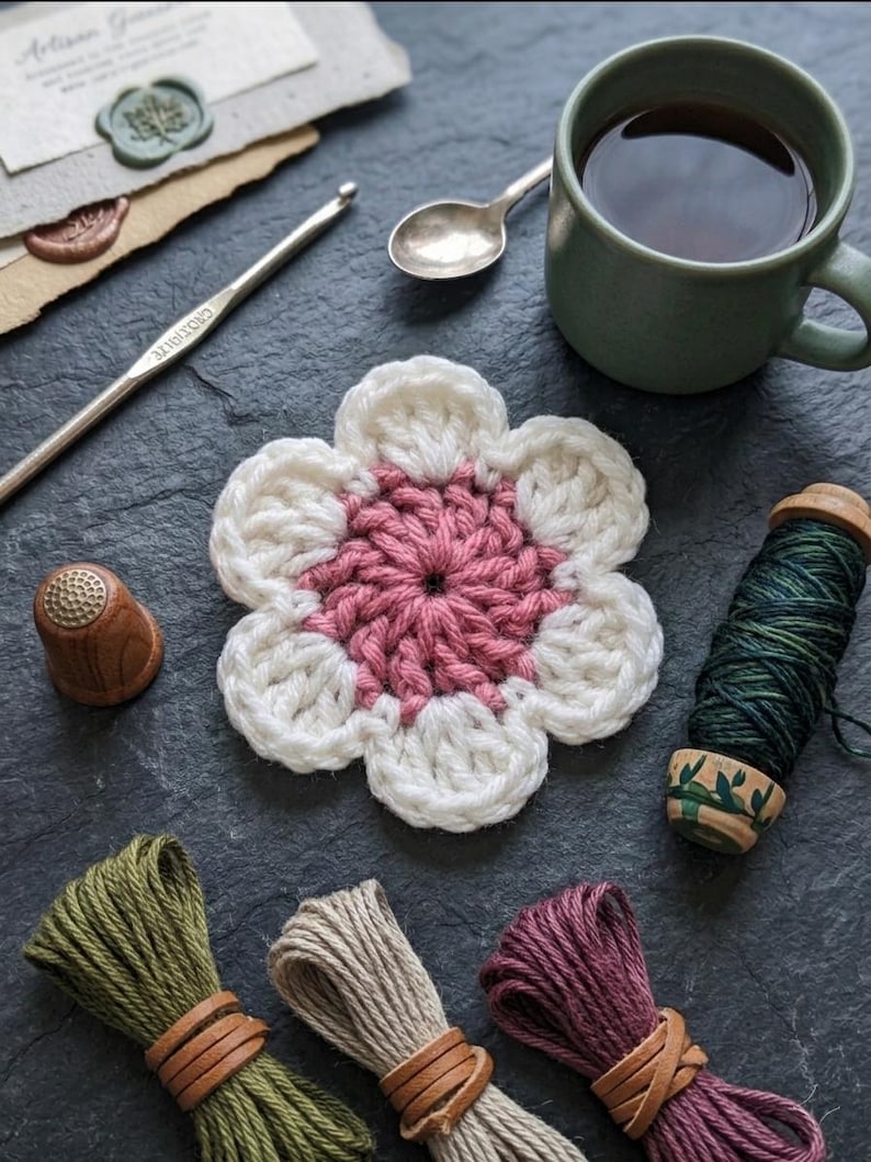 6 Petal Crochet Flower Applique Pattern | Easy Floral Motif (PDF ...