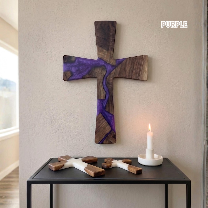 Personalized Walnut Cross, Custom Engraved Epoxy Christian Wall Decor ...
