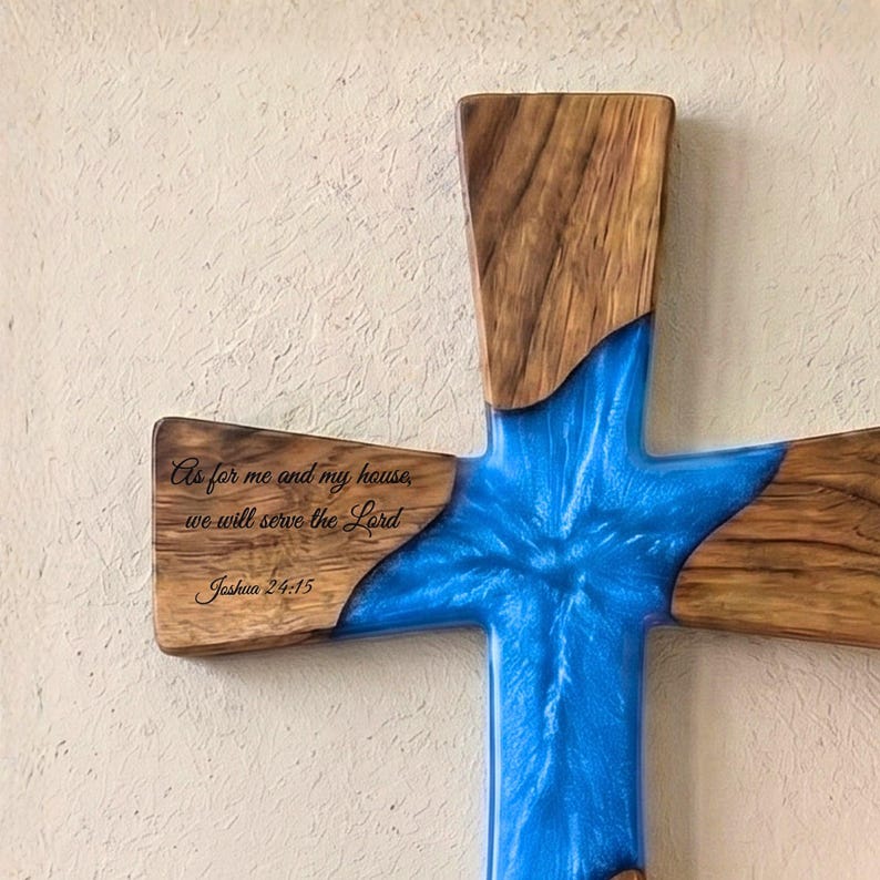 Personalized Walnut Cross, Custom Engraved Epoxy Christian Wall Decor ...
