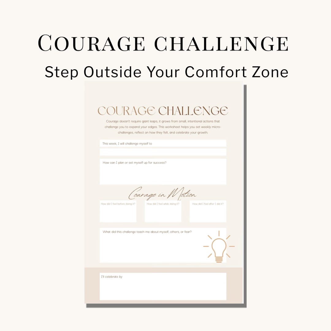 Courage Challenge Worksheet | Build Confidence Printable PDF | Weekly ...