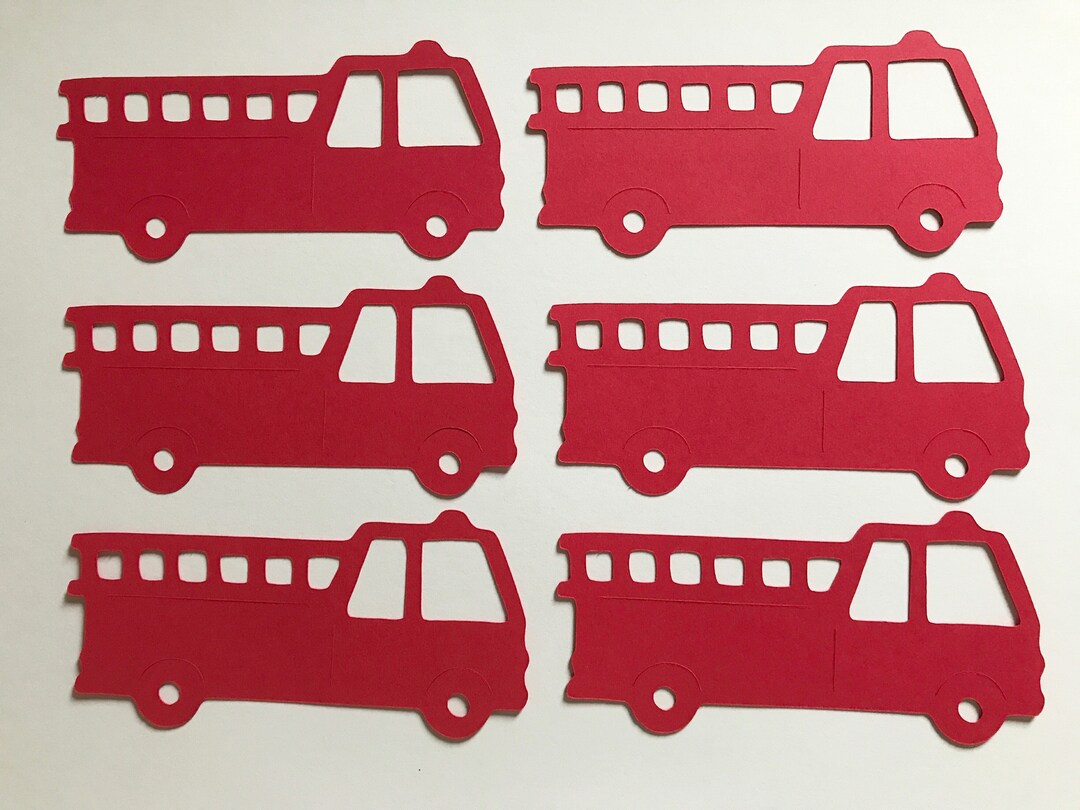 30 Fire Truck Die Cuts, Fire Truck Place Cards, Fire Truck Cutouts ...