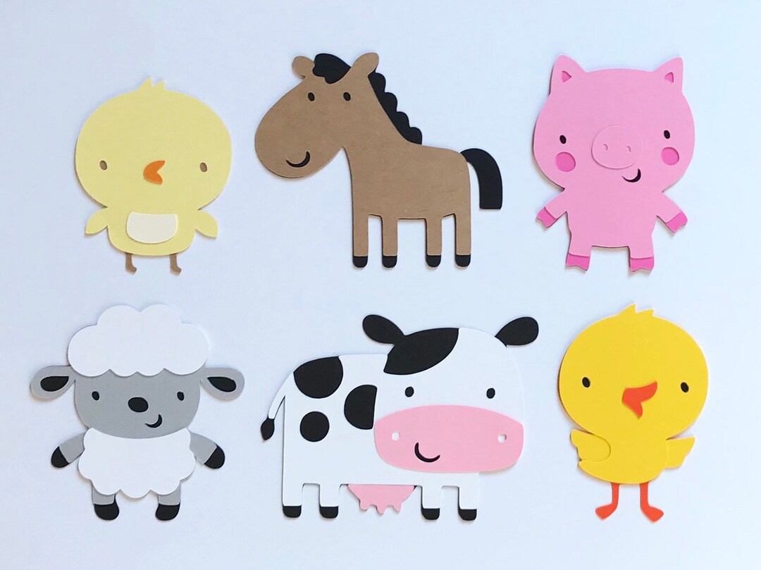 12 Farm Animal Die Cuts, Barnyard Animal Die Cuts, Cow Cutouts, Horse ...