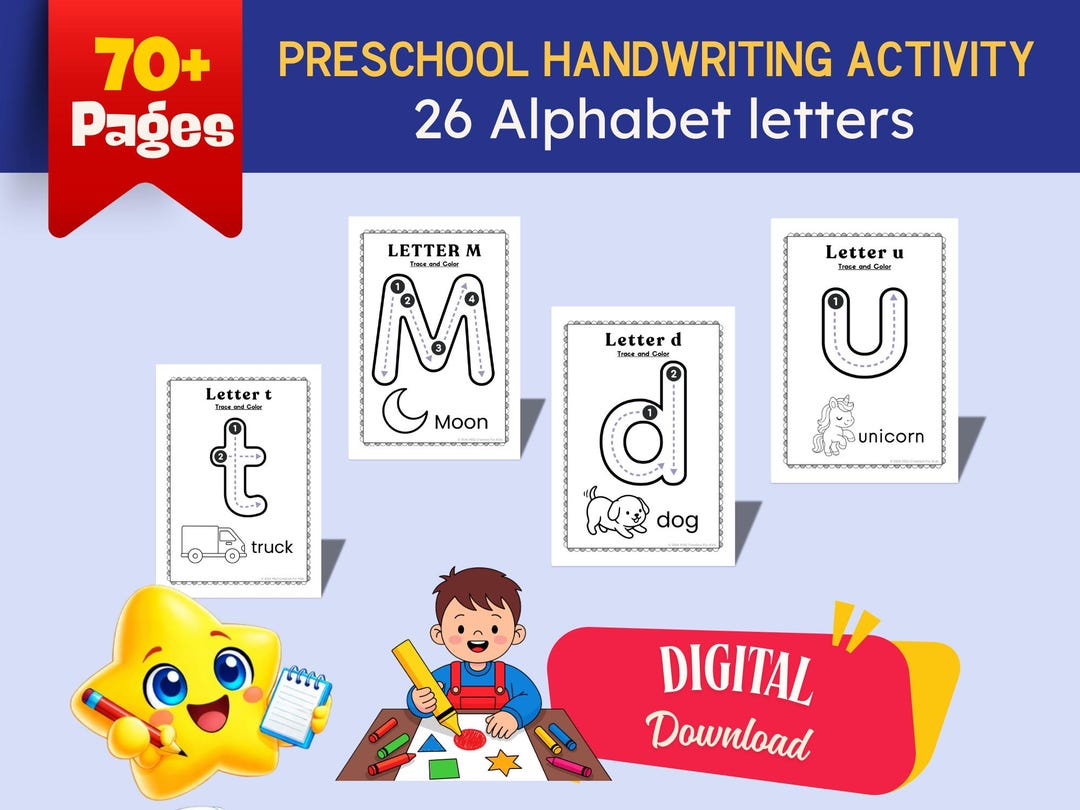 Big Letter Tracing Worksheets Printable PDF | Preschool Handwriting ...