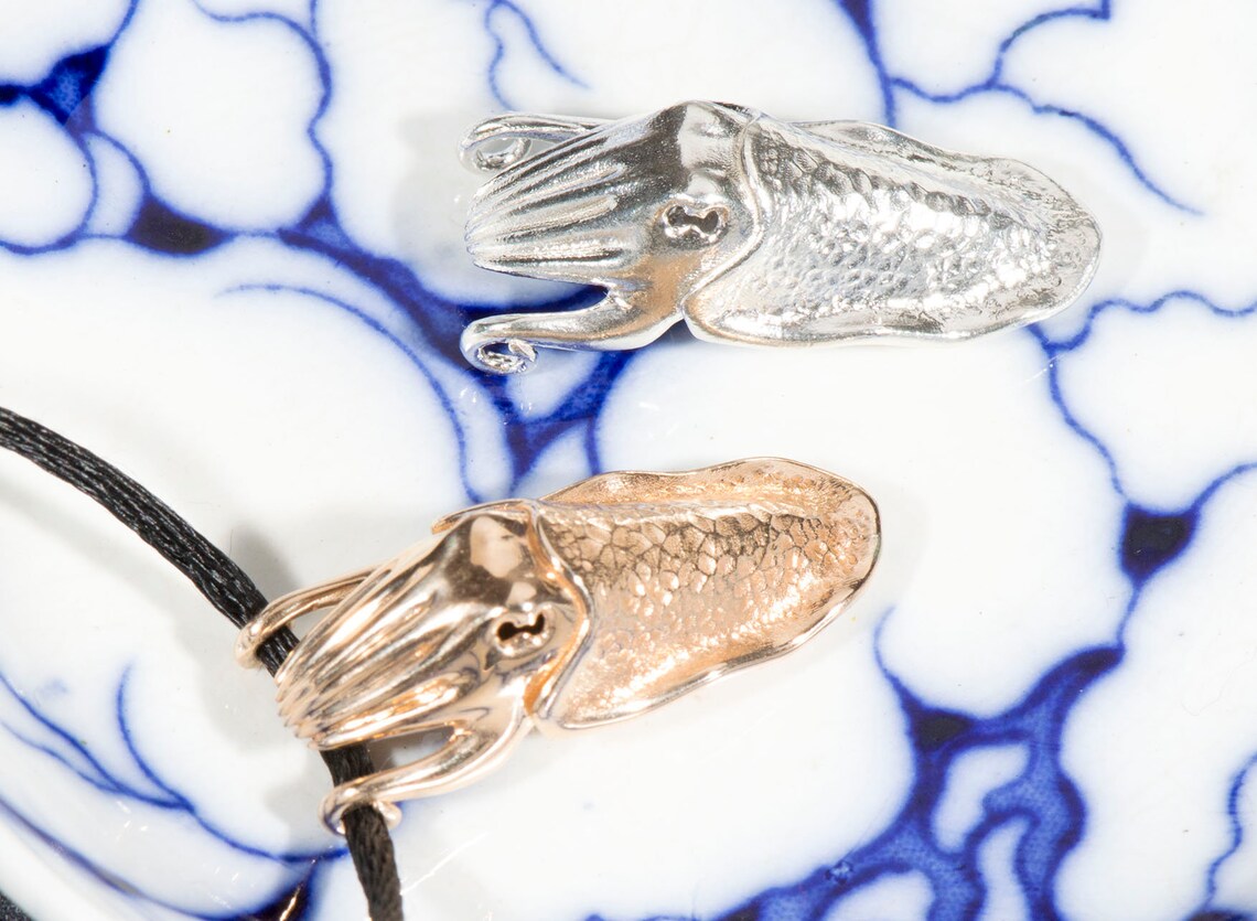 Cuttlefish Pendant -- Cute or Just a Little Scary? Polished Bronze or ...