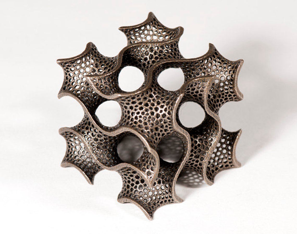 The Gyroid Sculpture -- Elegant Math Geometry Art in 3D Printed Steel ...