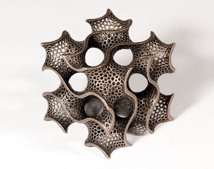 The Gyroid Sculpture -- Elegant Math Geometry Art in 3D Printed Steel ...