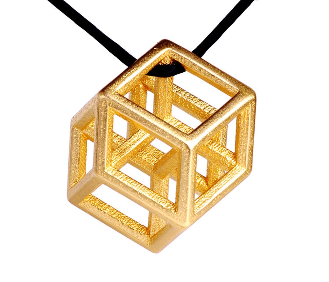 Hypercube Pendant Elegant Geometry Jewelry in 3D Printed - Etsy