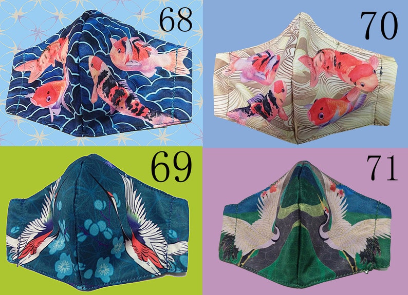 Japanese Koi fish face mask with filter pocket washable cotton | Etsy