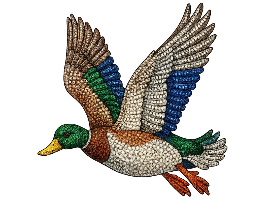 Faux Rhinestone Mallard Duck Flying Design (digital Download) - Etsy