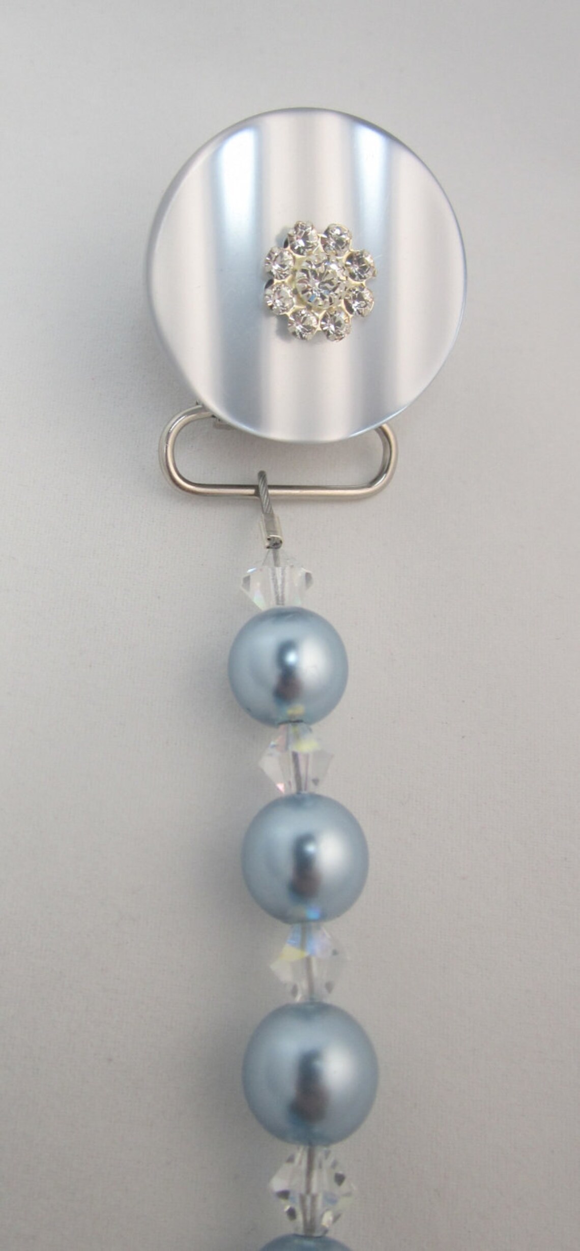 Blue Pacifier Clip With Big Pearls and White Crystals CPCB - Etsy