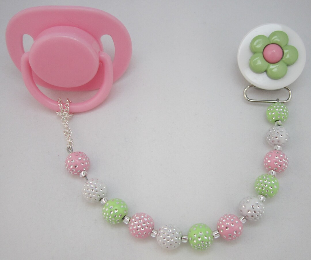 Green Daisy Pacifier Clip, Binky Clip , Dummy Chain (CPGD) (MSRP 24.00 ...