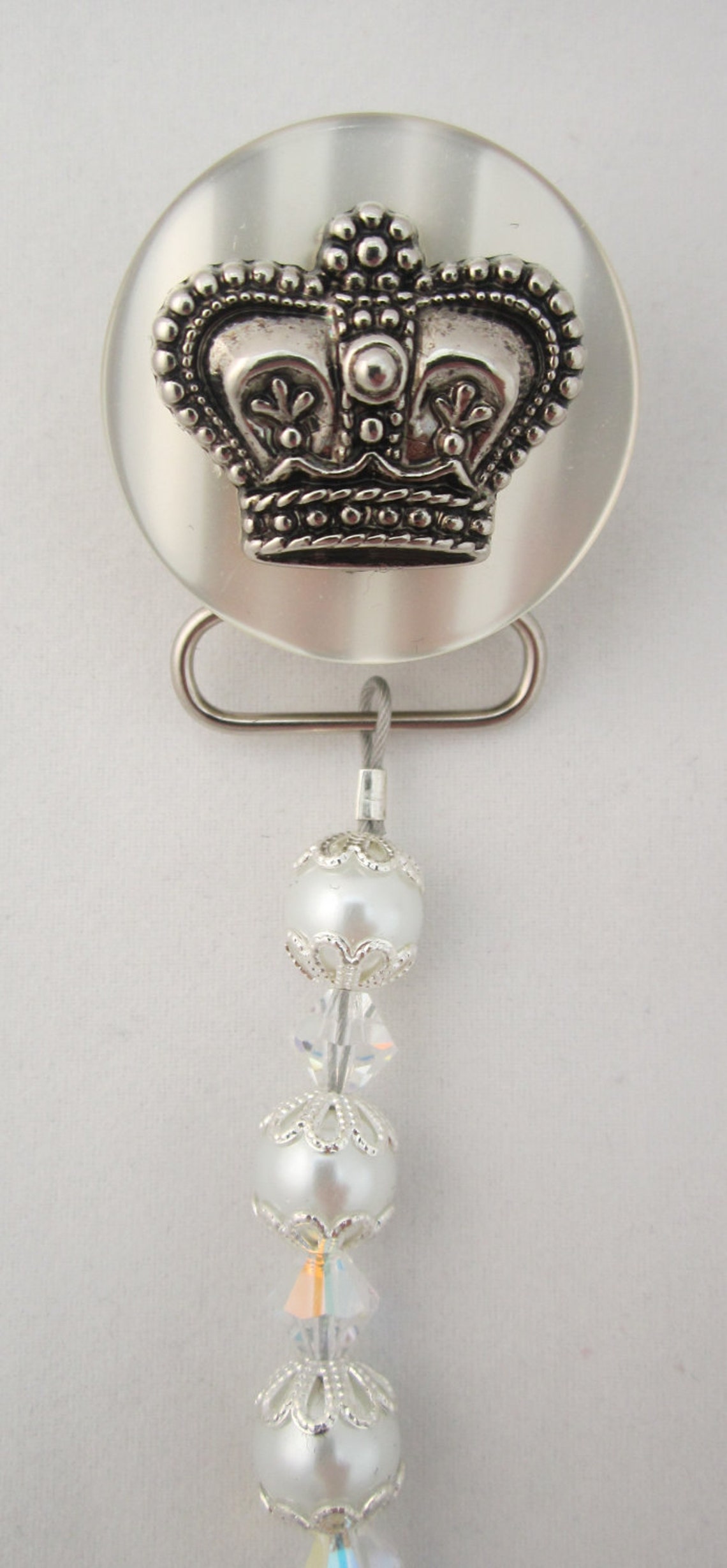 Personalized Name White Crown Pacifier Clip also Available in - Etsy