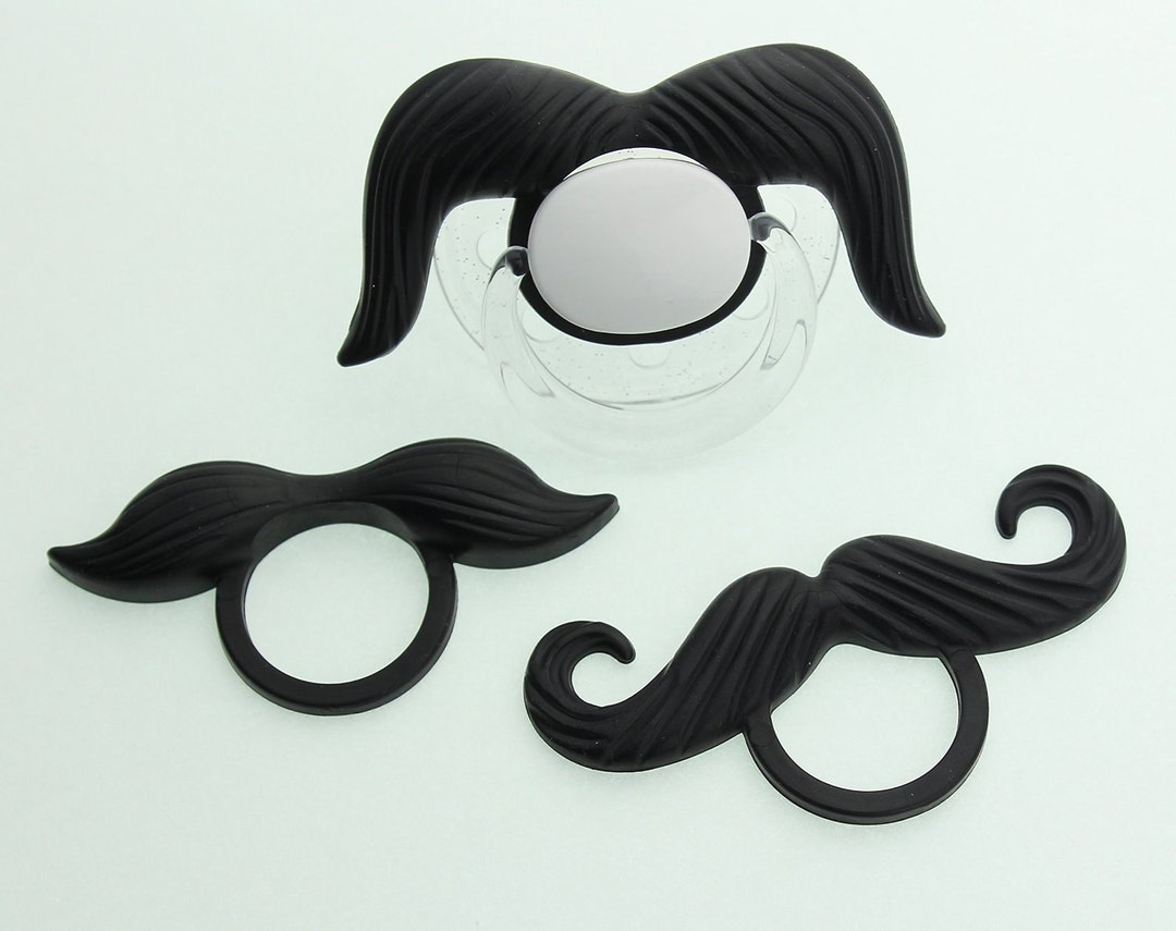 Mustache Pacifier Includes Pacifier and 3 Interchangable Black OR Brown ...