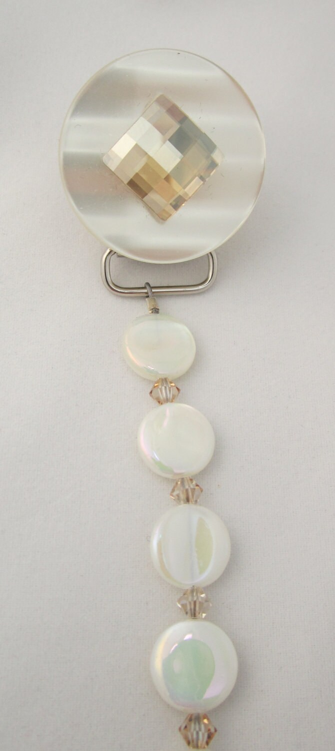 Beige Diamond Shape Pacifier Clip With Stunning Mother of - Etsy