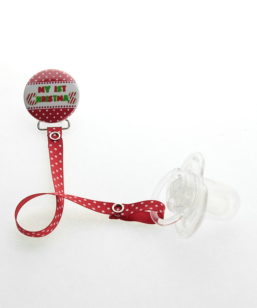 Red & White Polka Dot 'my First Christmas' Pacifier - Etsy
