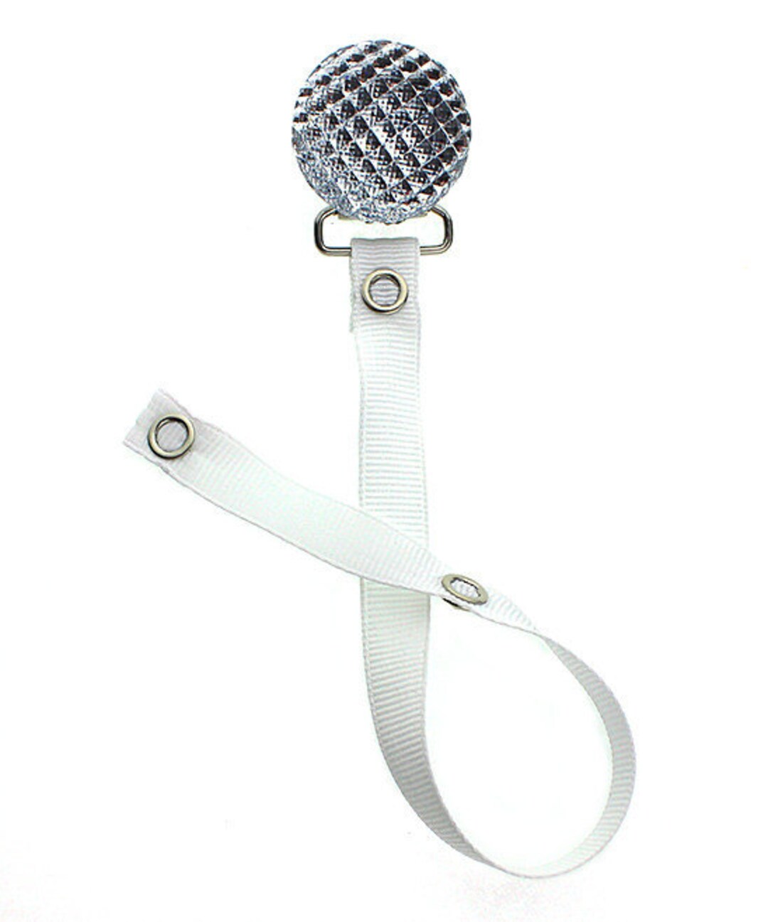 Clear Crystal Clip With Solid White Ribbon Pacifier Clip RQSW - Etsy
