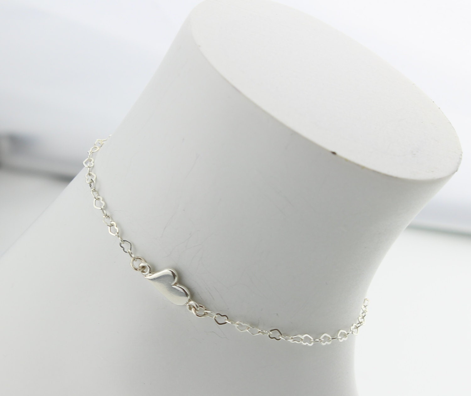 Sterling Silver Heart Chain With Sterling Silver Falling Heart | Etsy