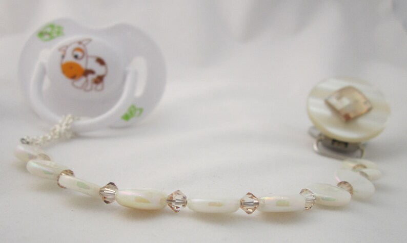 Beige Diamond Shape Pacifier Clip With Stunning Mother of - Etsy