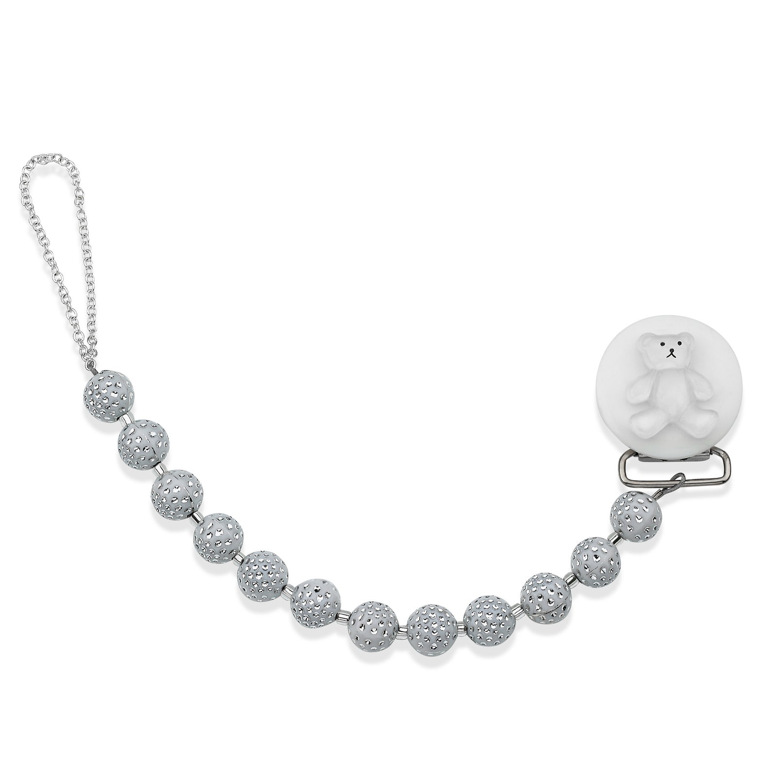 White Beaded Teddy Bear Pacifier Clip CPW pacifier Sold - Etsy