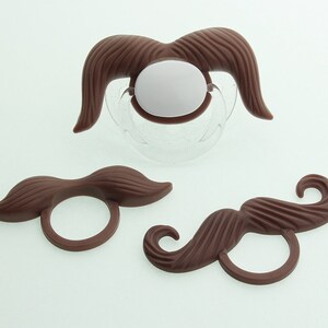 Mustache Pacifier Includes Pacifier and 3 Interchangable Black OR Brown ...