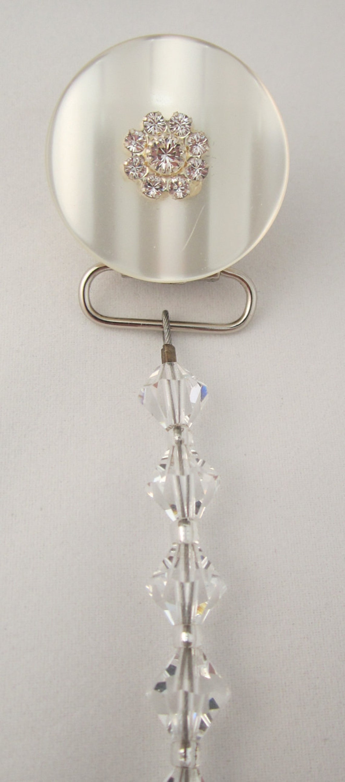 White Sparkling Pacifier Clip With European Crystals CSW | Etsy