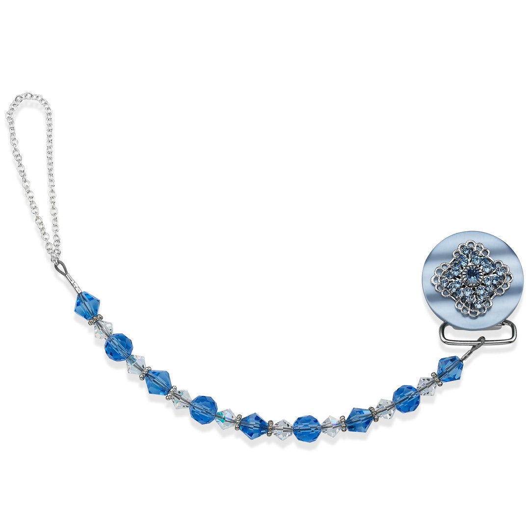 Blue Beaded Luxury Pacifier Clip CSHB - Etsy