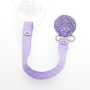 Purple Polka Dot Ribbon With Crystal Pacifier Holder RQPU - Etsy