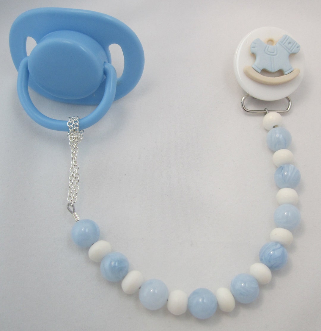 Blue Rocking Horse Pacifier Clip With Wooden Beads (CRHB) - Etsy