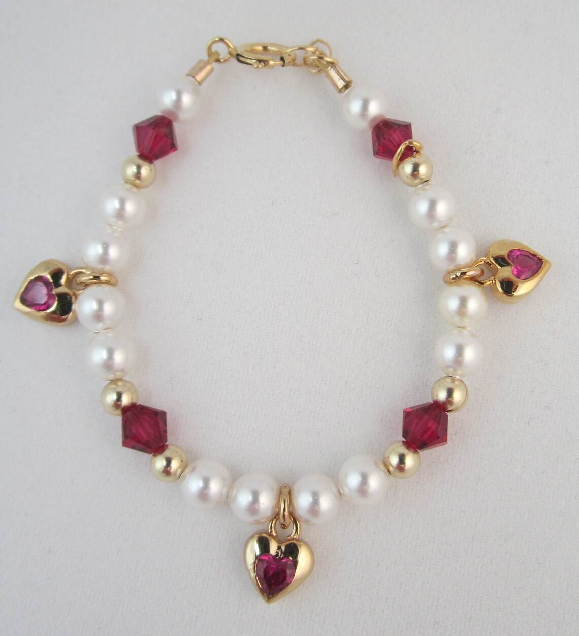 Baby Infant Child Bracelet Red Ruby European Crystal Gold - Etsy