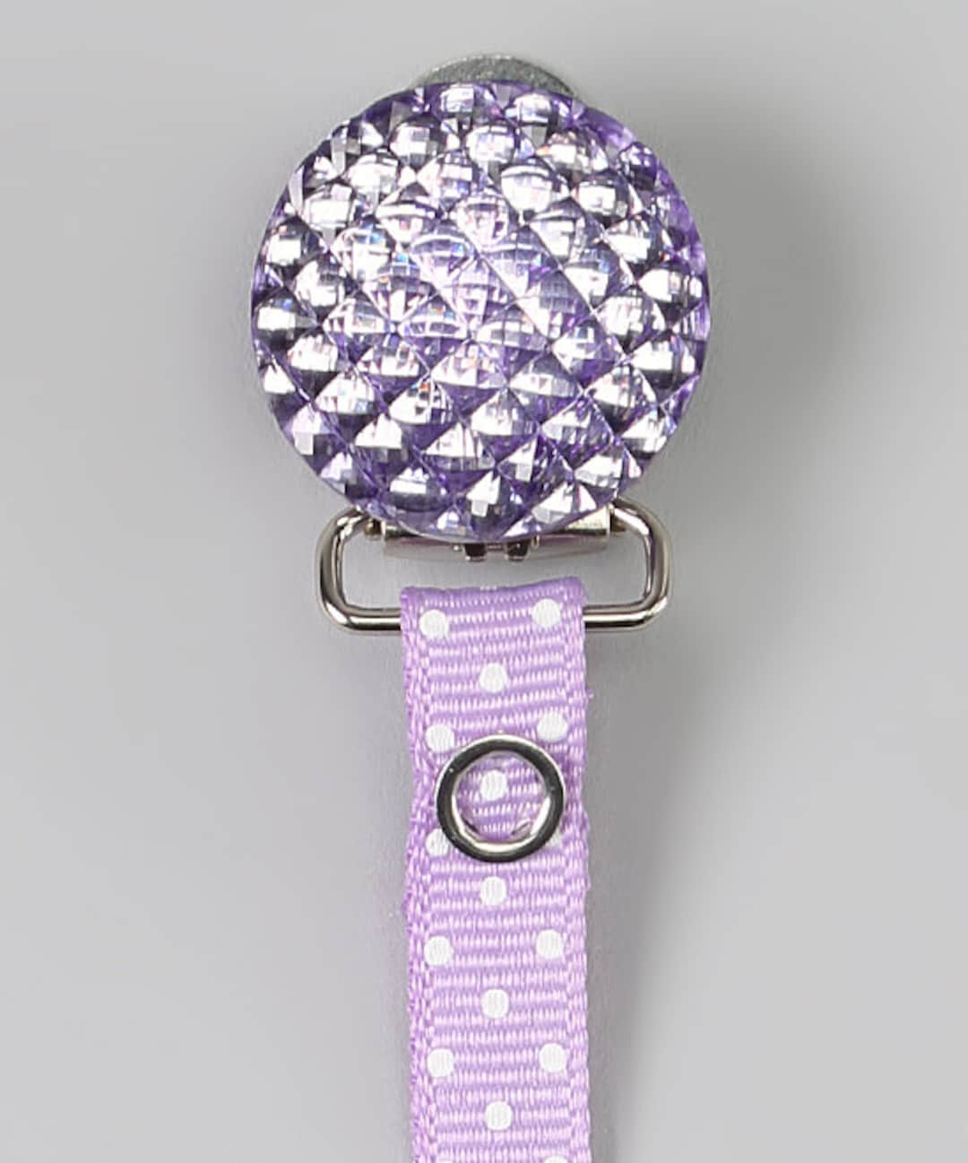 Purple Polka Dot Ribbon With Crystal Pacifier Holder RQPU - Etsy
