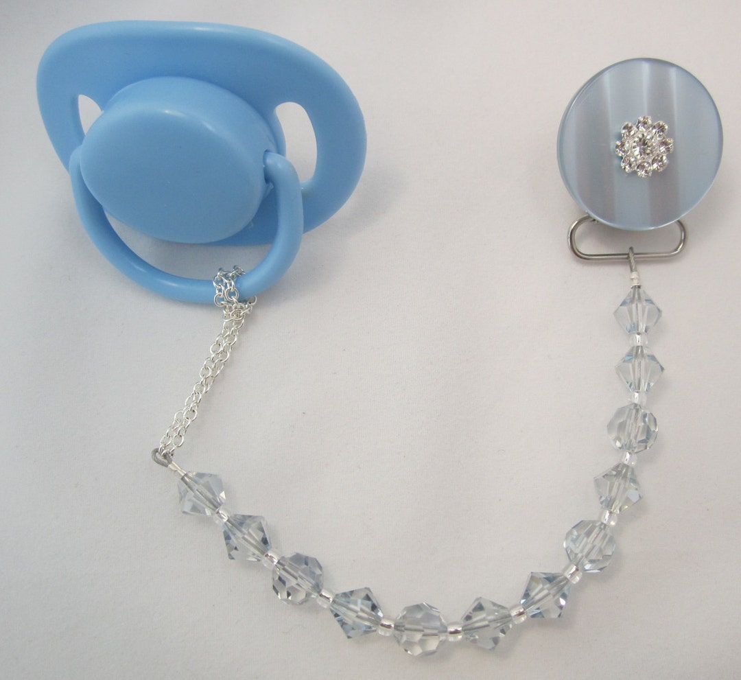 Blue Pacifier Clip With European Crystals (CSB) - Etsy